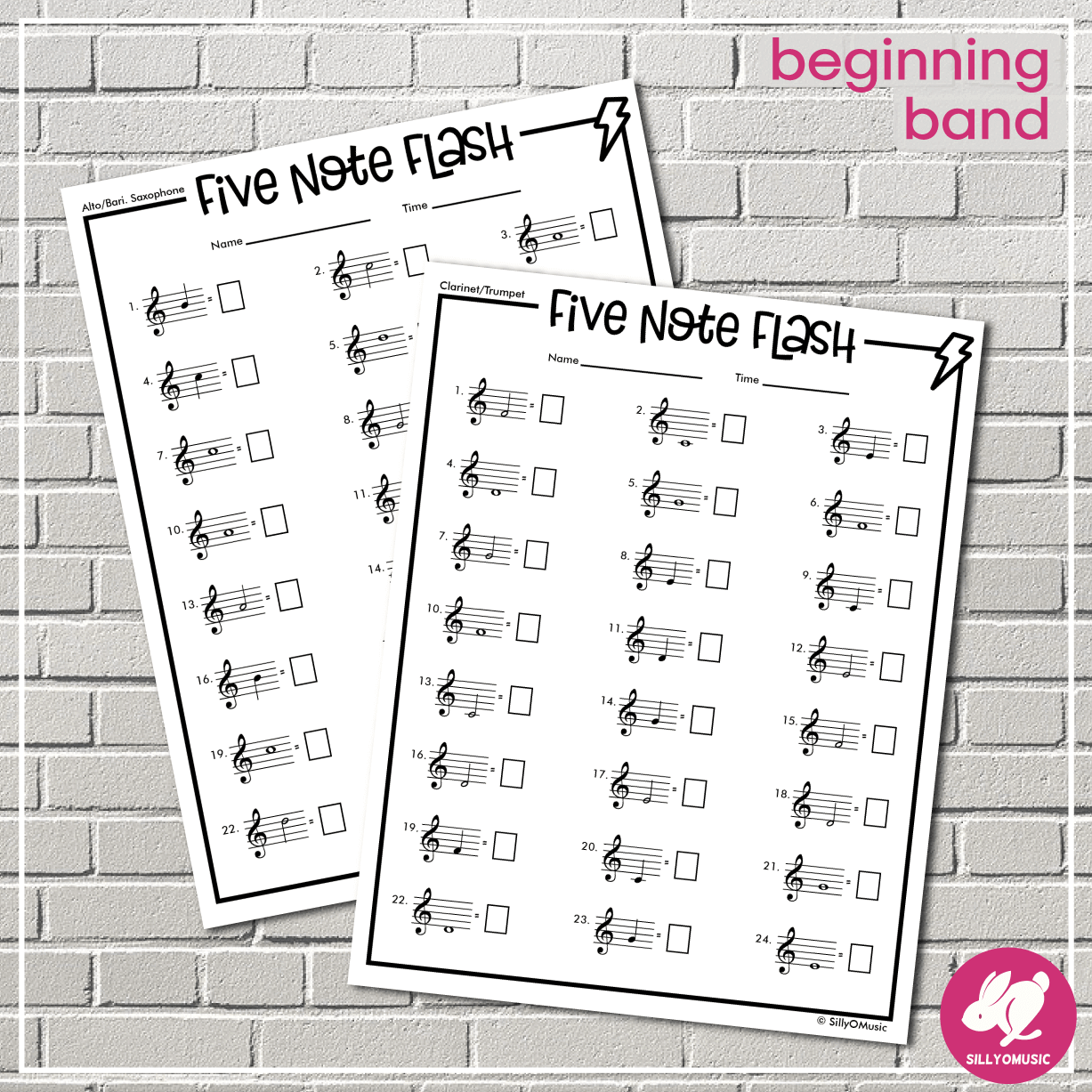 Five Note Flash for Beginning Band by SillyOMusic - The Music Crew