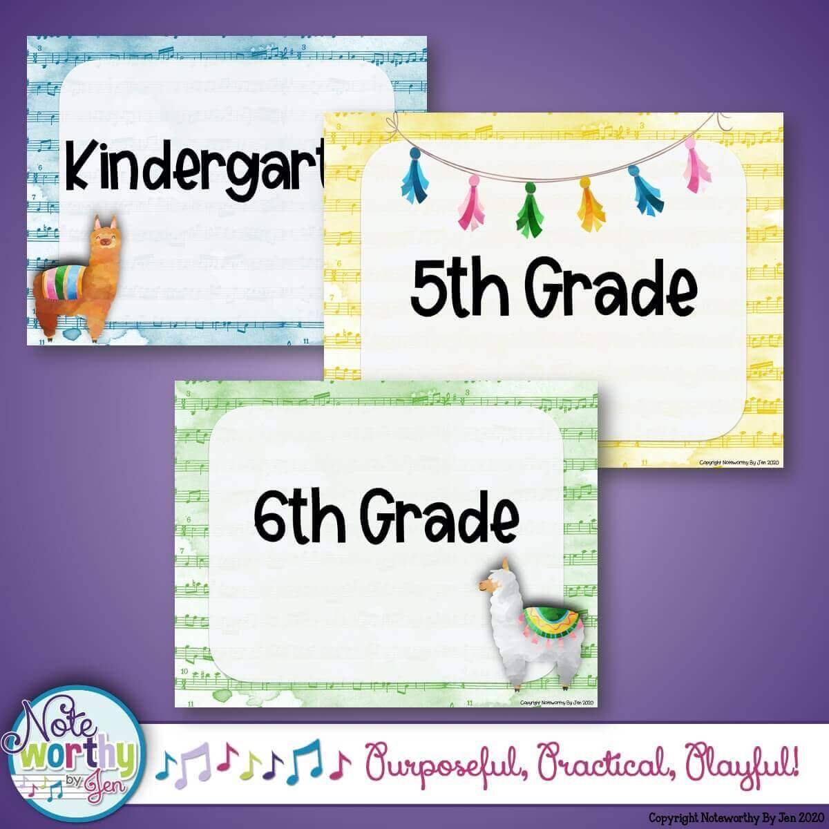 Llama Music Grade Level Posters - The Music Crew