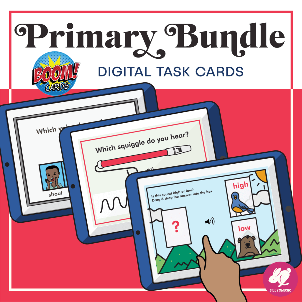 Primary BOOM CARD BUNDLE - 4 Voices and Musical Opposites - The Music Crew