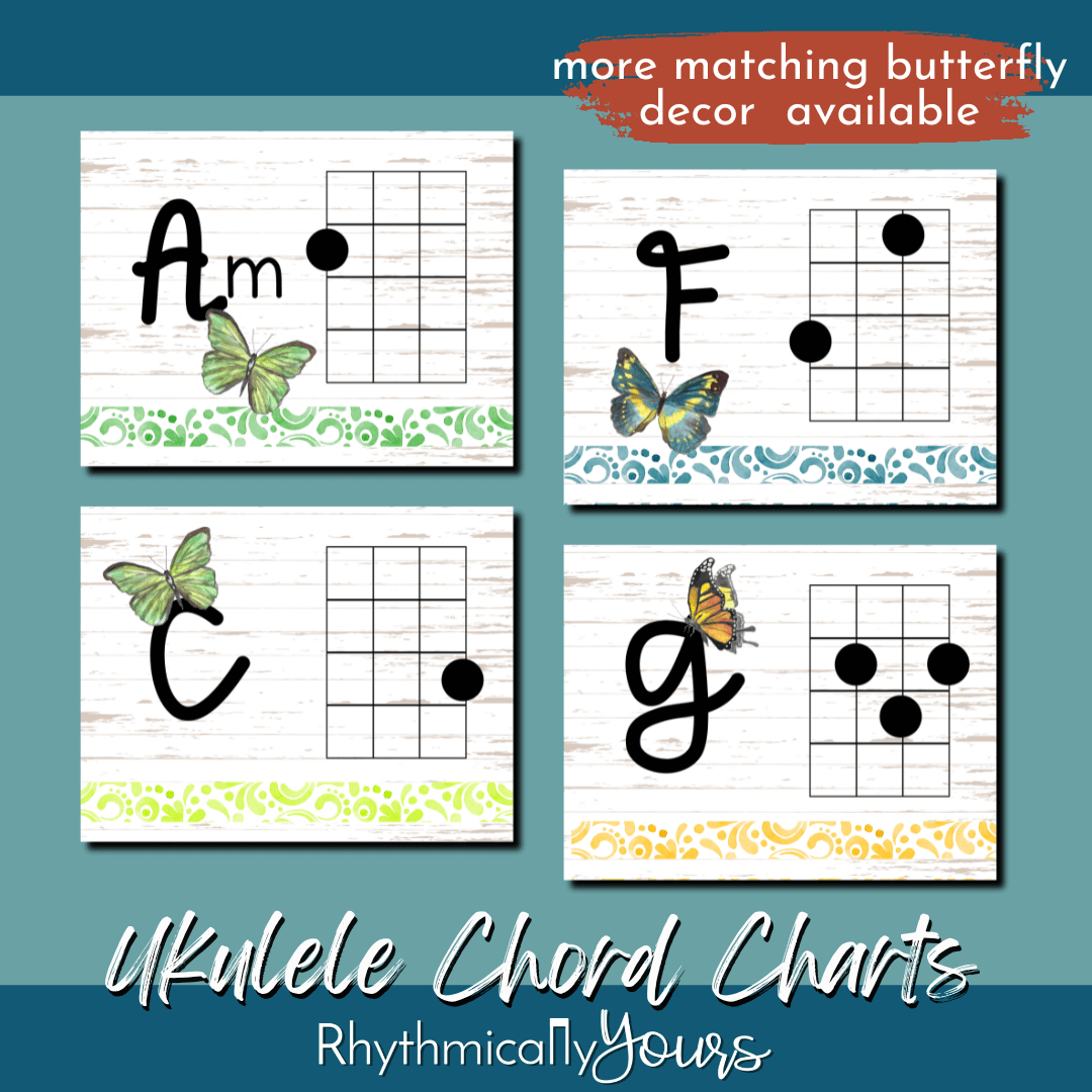 Butterfly Decor Theme Ukulele Chord Charts by Rhythmically Yours - The ...