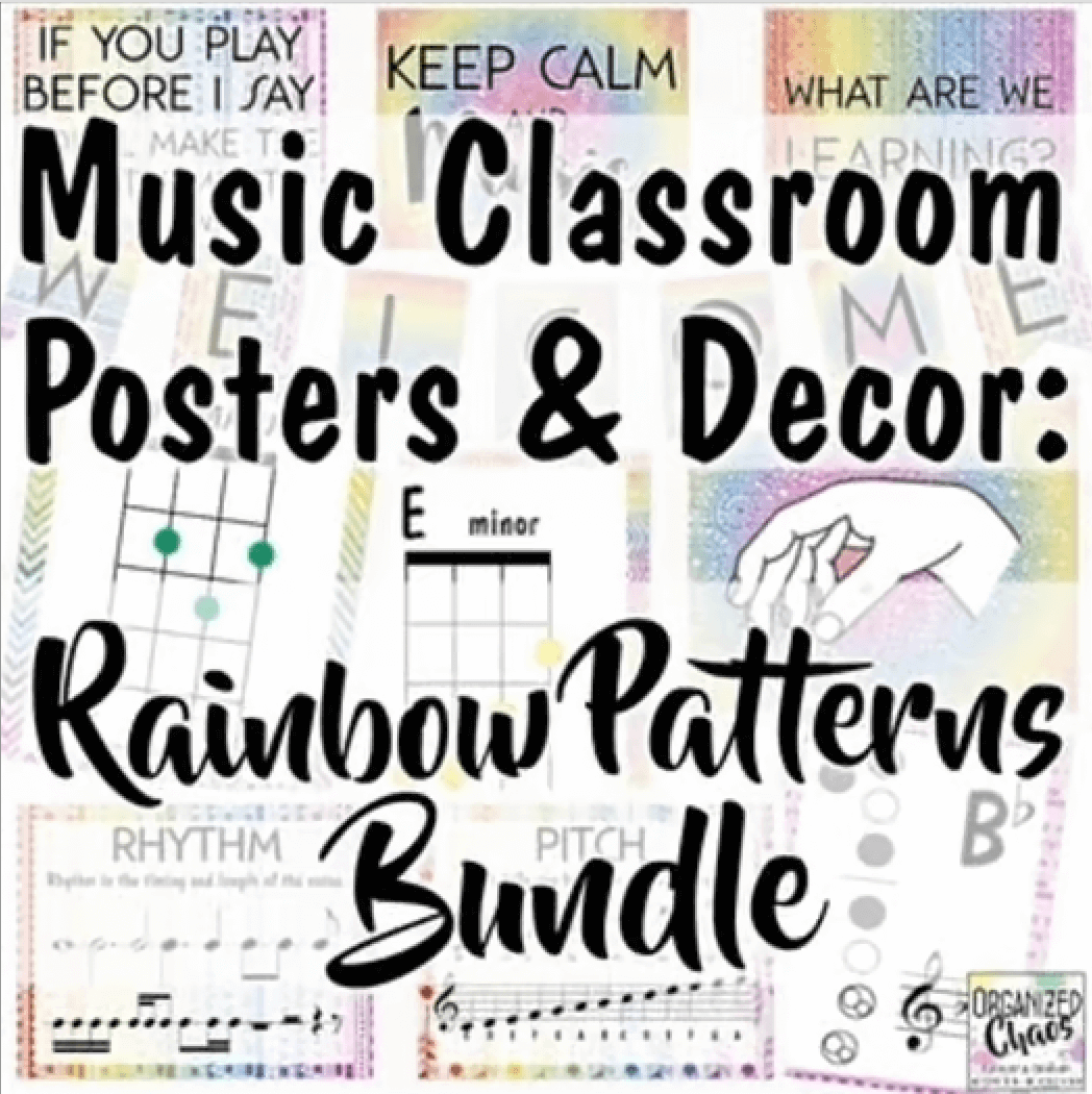 Music Classroom Decor Set: Rainbow Patterns - The Music Crew