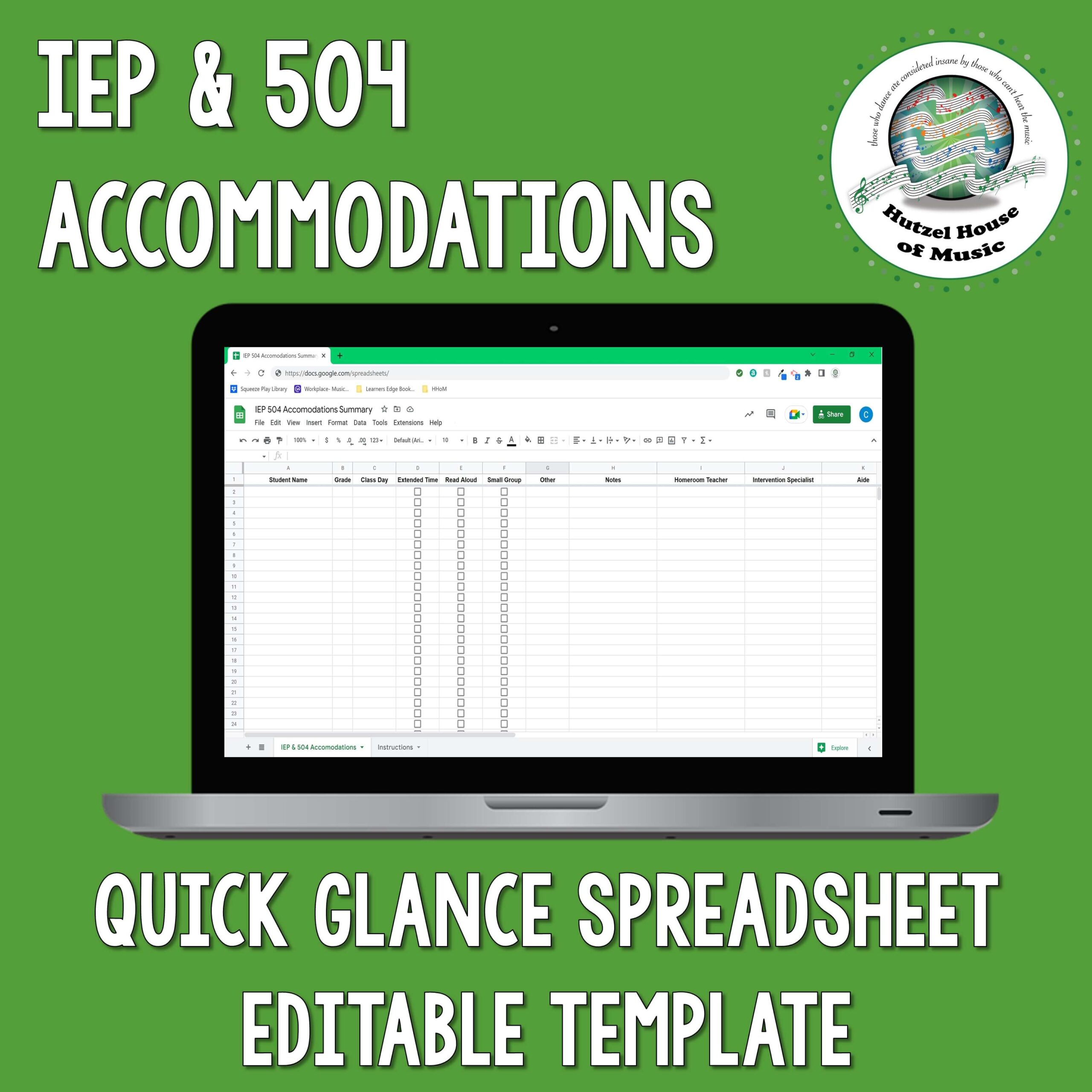 IEP/504 Accommodations Tracking Sheet - The Music Crew